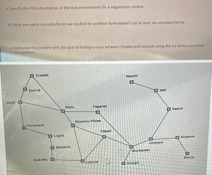 Solved a) Specify the PEAS description of the task | Chegg.com