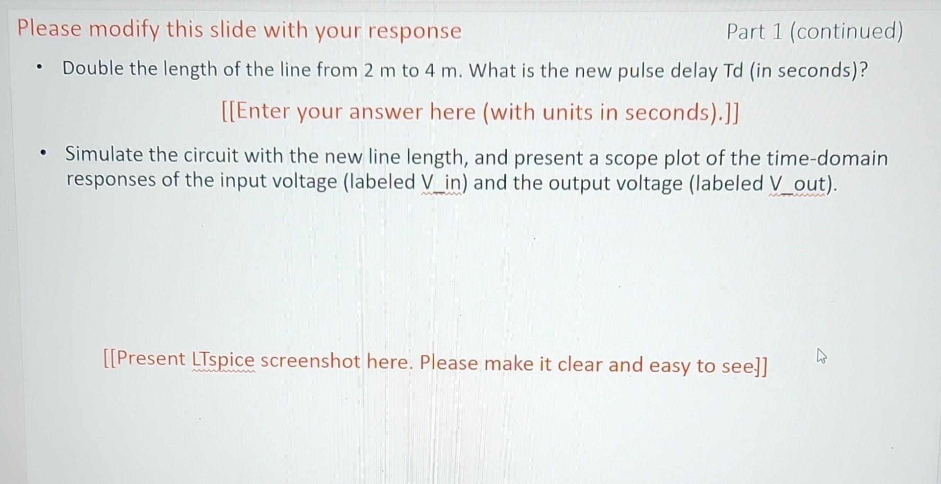 Cable parameters .param length=2 Segment length | Chegg.com