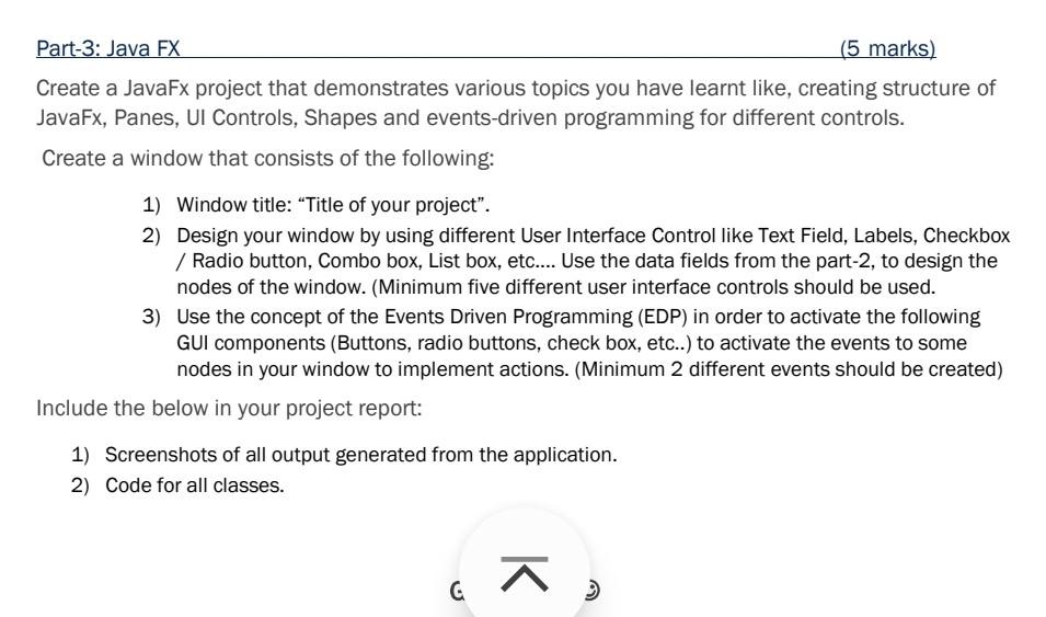 Solved Part-3: Java FX (5 marks) Create a JavaFx project | Chegg.com
