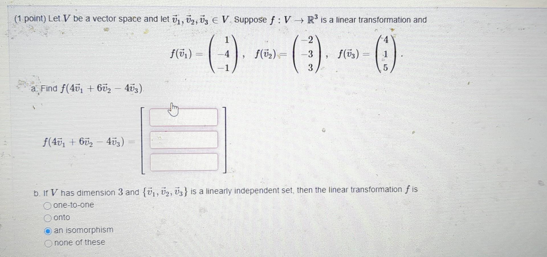 Solved 1 point) Let f:R2→R2 be the linear transformation | Chegg.com