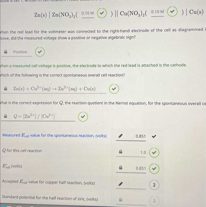 Solved elow is Positive Zn(s) | Zn(NO3)₂(0.10 M ) || | Chegg.com