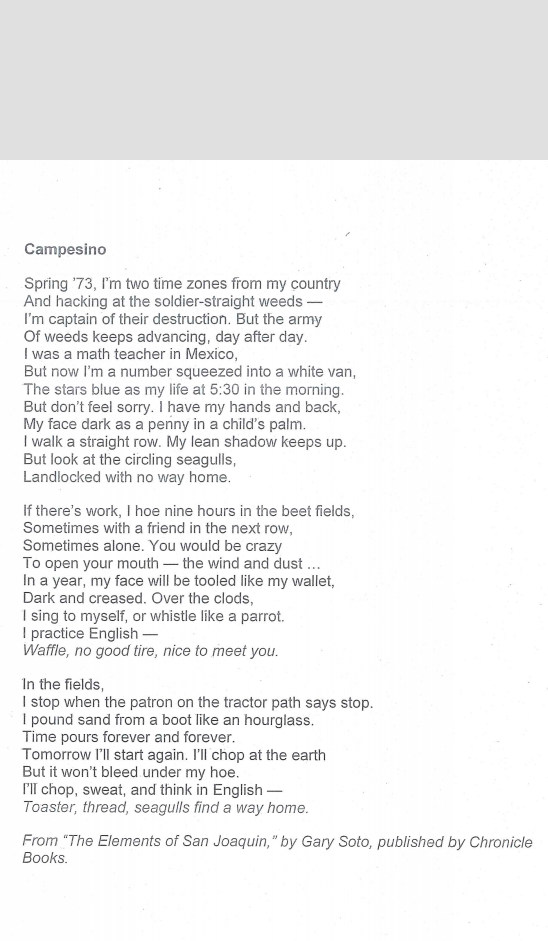 Read the three poem below By Gary Soto and explain | Chegg.com