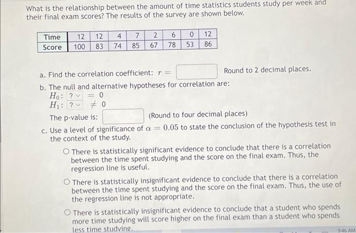Solved What is the relationship between the amount of time | Chegg.com