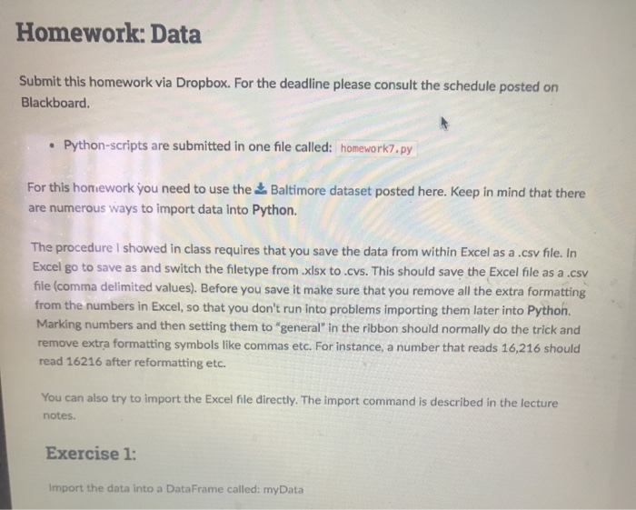Solved Homework: Data Submit this homework via Dropbox. For | Chegg.com