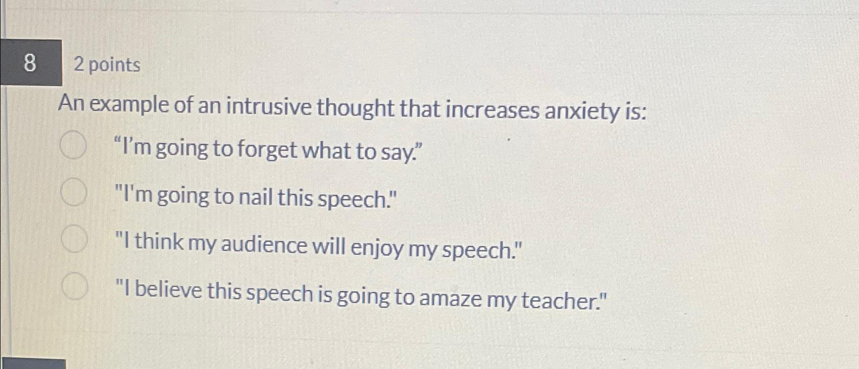 Solved 82 ﻿pointsAn example of an intrusive thought that | Chegg.com
