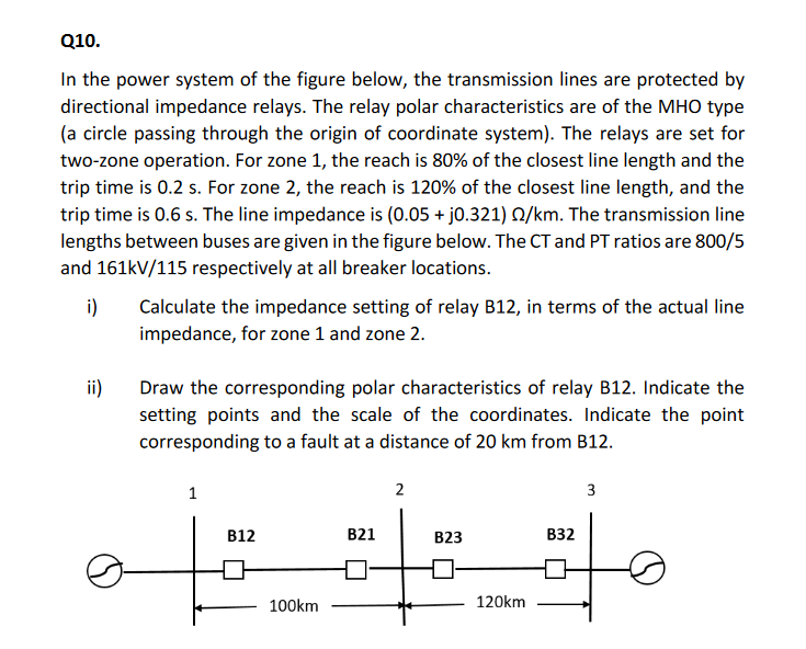 Solved Q10.In the power system of the figure below, the | Chegg.com