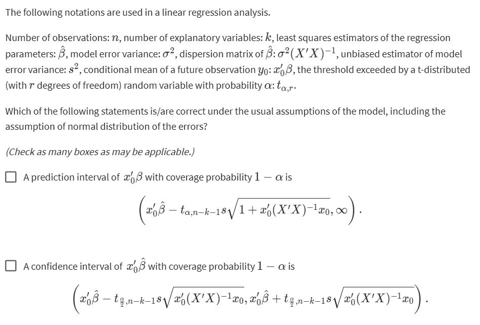 Solved The following notations are used in a linear | Chegg.com