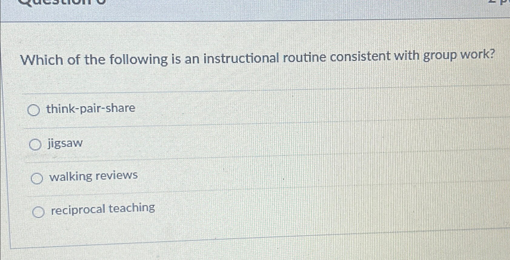 Solved Which of the following is an instructional routine | Chegg.com