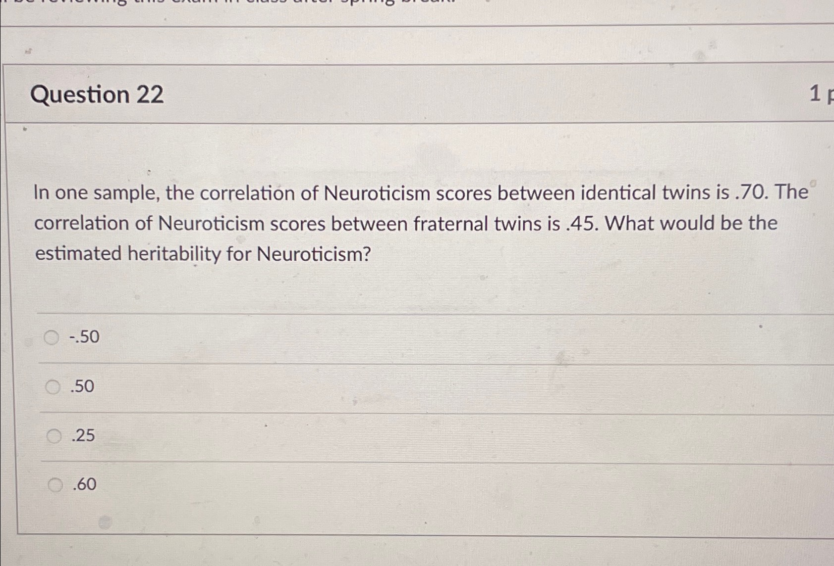 Solved Question 22In one sample, the correlation of | Chegg.com