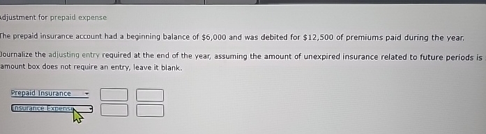 Solved adjustment for prepaid expenseThe prepaid insurance | Chegg.com