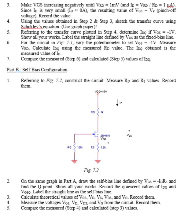 3. EXP NO:7 FET Biasing Circuits Make VGS increasing | Chegg.com