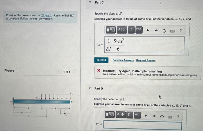 Solved Consider the beam shown in (Figure 1). Assume that EI | Chegg.com