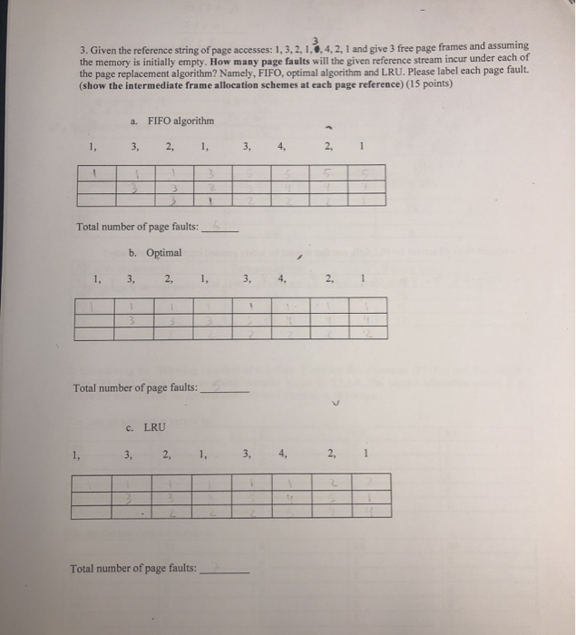 Solved 3. Given the reference string of page accesses: | Chegg.com
