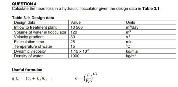 Solved QUESTION 4 Calculate the head loss in a hydraulic | Chegg.com