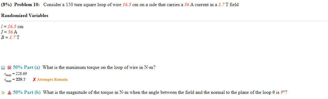 Solved (8%) ﻿Problem 10: Consider a 150 ﻿turn square loop of | Chegg.com