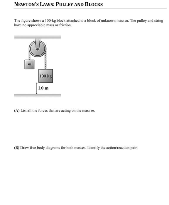Solved NEWTON'S LAWS: PULLEY AND BLOCKS The figure shows a | Chegg.com
