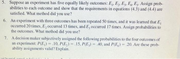 Solved 5. Suppose an experiment has five equally likely | Chegg.com