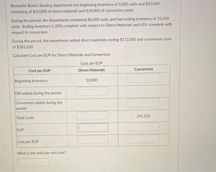 Solved Bestseller Book's binding department has beginning | Chegg.com
