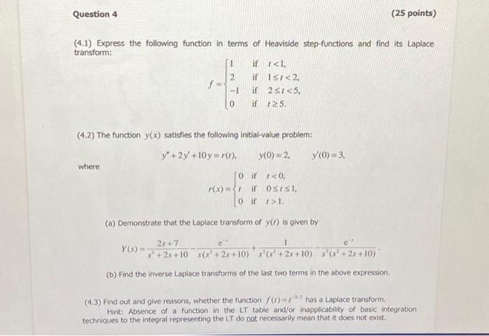Solved Question 4 (4.1) Express the following function in | Chegg.com