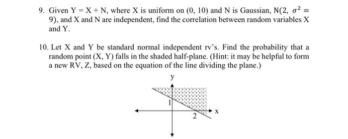 Solved 9. Given \\( \\mathrm{Y}=\\mathrm{X}+\\mathrm{N} \\), | Chegg.com