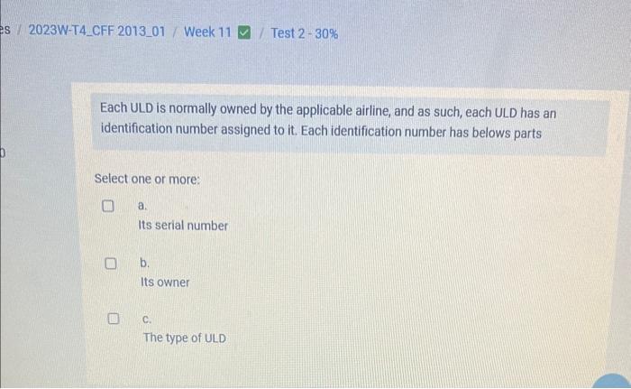 Solved Each ULD is normally owned by the applicable airline, | Chegg.com