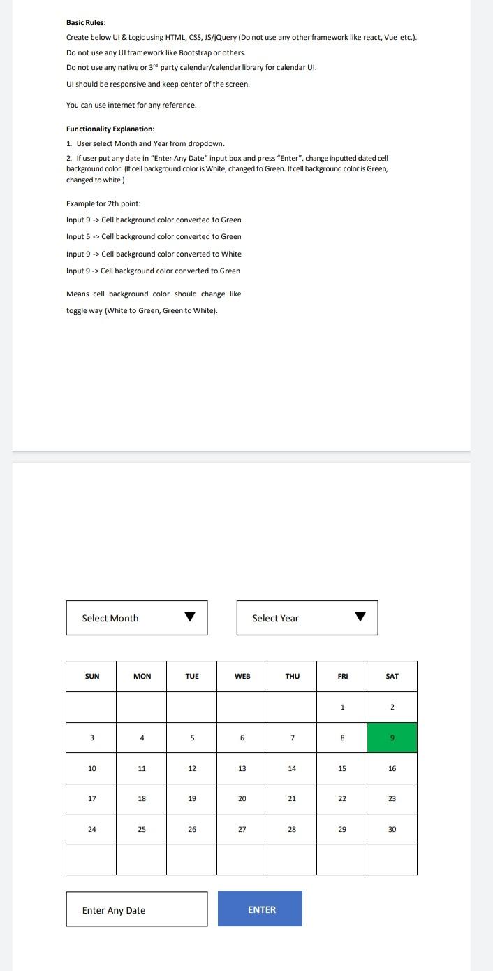 Solved Basic Rules: Create below UI \& Logic using HTML, | Chegg.com