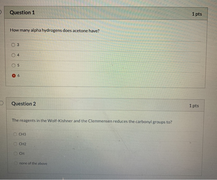 Solved Question 1 1 pts How many alpha hydrogens does | Chegg.com