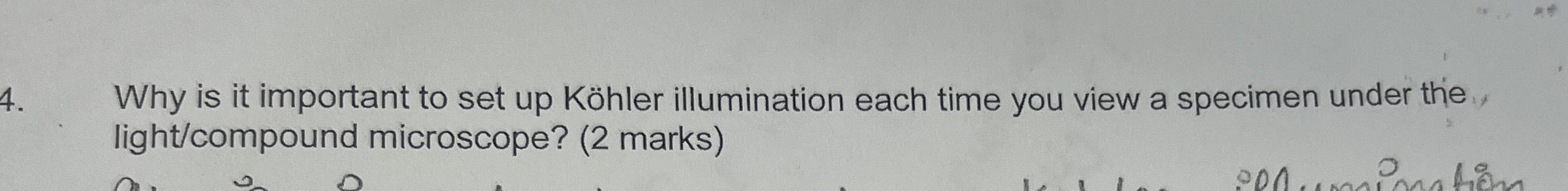 Solved Why is it important to set up Köhler illumination | Chegg.com