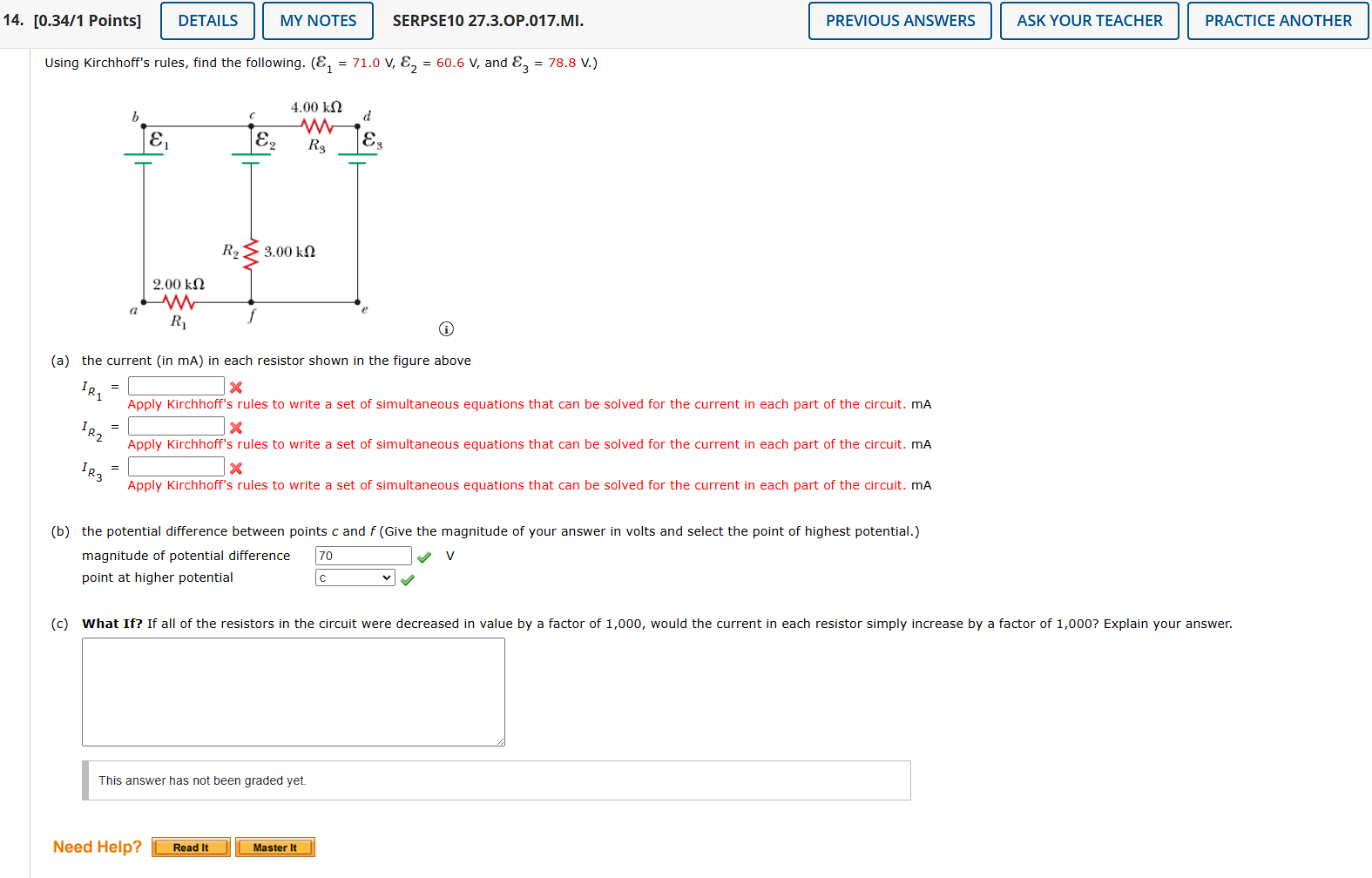 Solved help!Using Kirchhoff's rules, find the following. , | Chegg.com