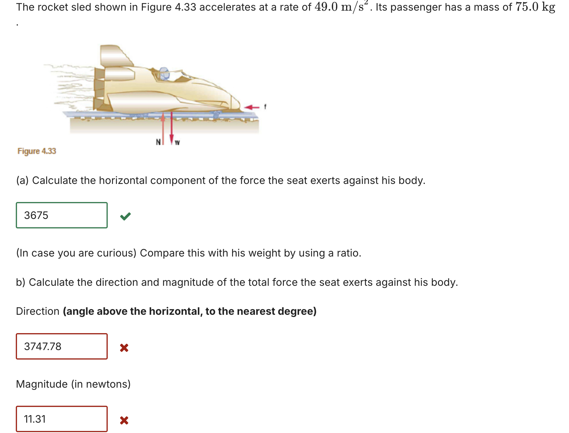 Solved The rocket sled shown in Figure 4.33 ﻿accelerates at | Chegg.com
