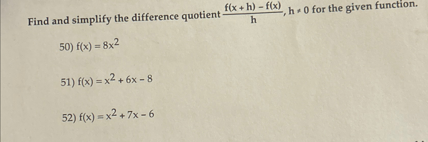 Solved Find and simplify the difference quotient | Chegg.com