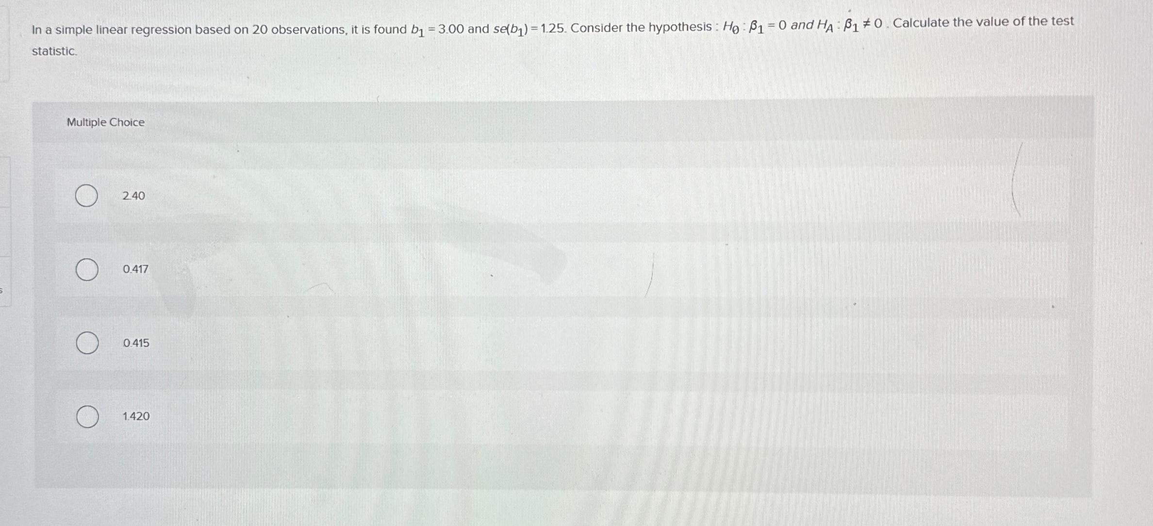 Solved In a simple linear regression based on 20 | Chegg.com