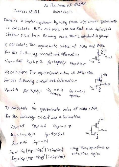 Solved 1) cal culate the approximate valute of NMH and NML | Chegg.com
