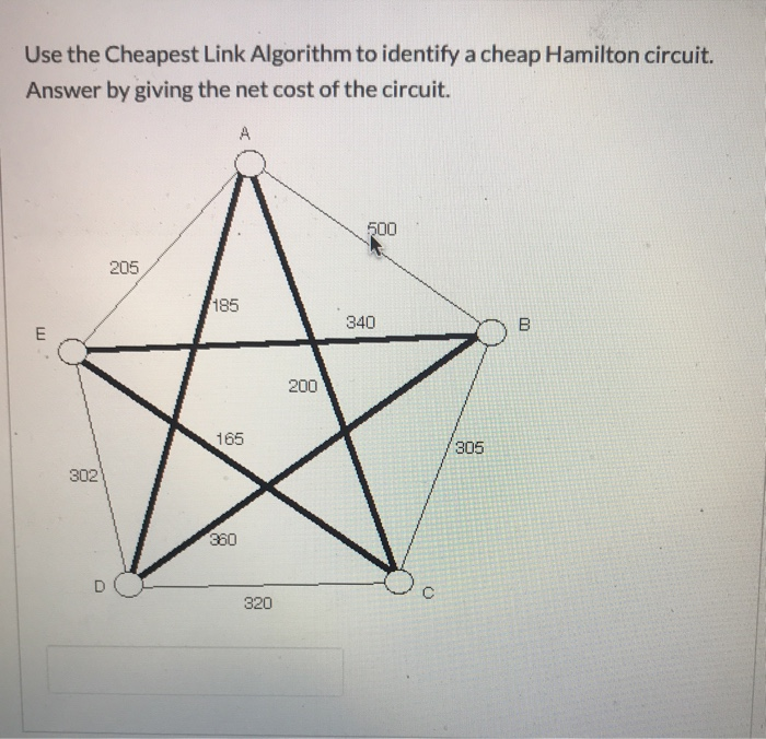 Solved Use the Cheapest Link Algorithm to identify a cheap | Chegg.com