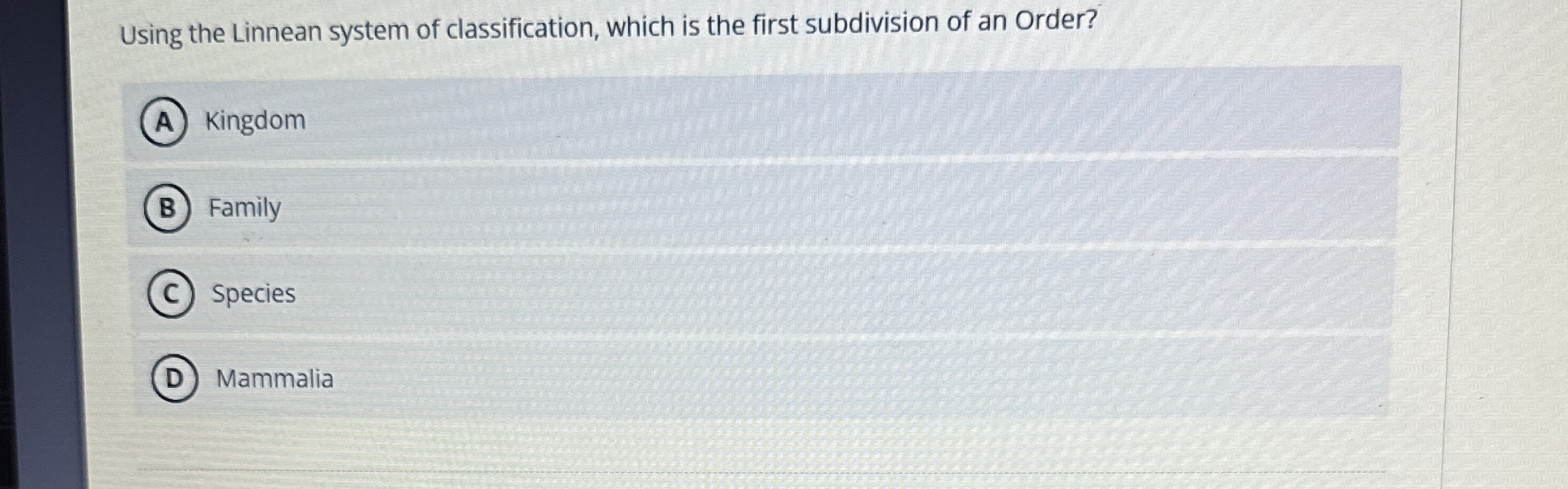 Solved Using the Linnean system of classification, which is | Chegg.com