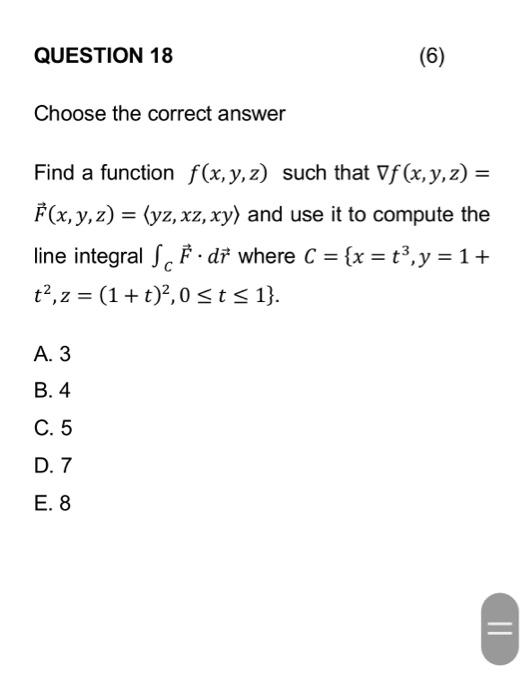 Solved Question 18 6 Choose The Correct Answer Find A