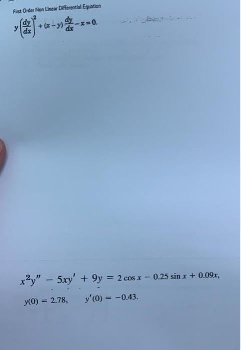 Solved First Order Non Linear Differential Equation | Chegg.com