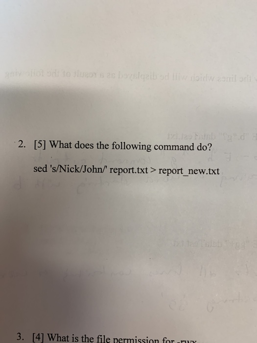 Solved III. [20] Explain Commands 1. [5] What does the | Chegg.com