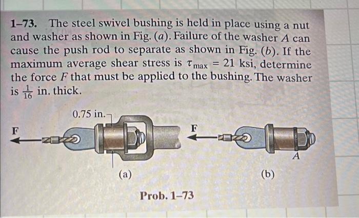 Solved 1-73. The steel swivel bushing is held in place using | Chegg.com