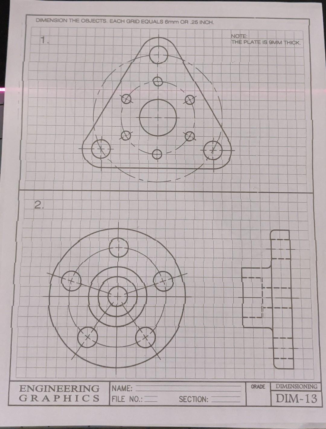 Solved dimension the objects. each grid equals 6mm. note: | Chegg.com