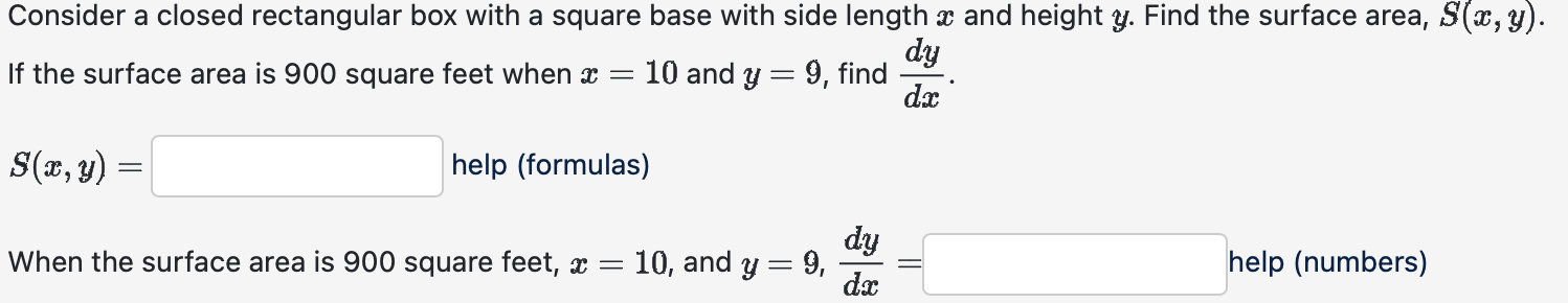Solved Consider a closed rectangular box with a square base | Chegg.com