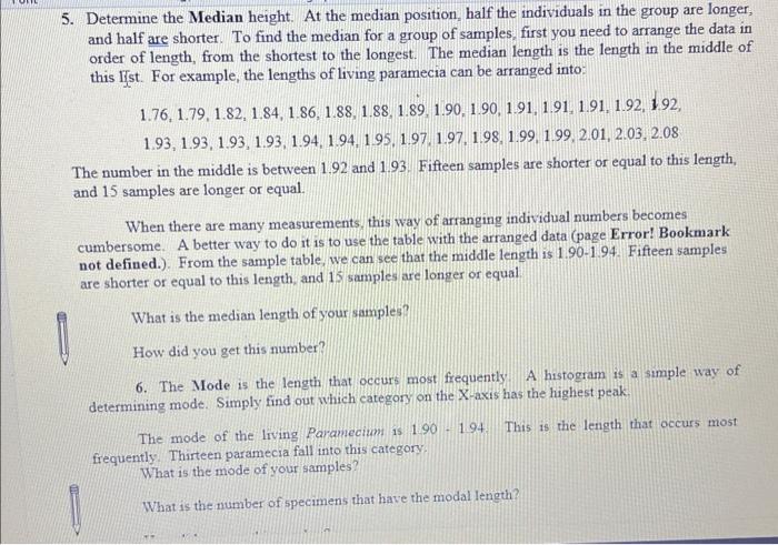 Solved 5. Determine the Median height. At the median | Chegg.com
