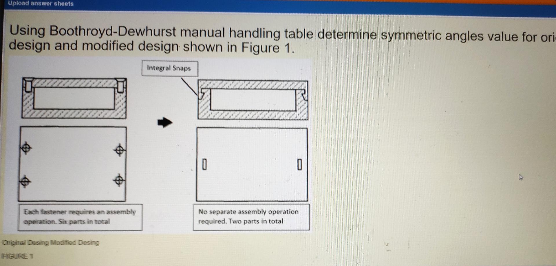 Upload answer sheets Using Boothroyd-Dewhurst manual | Chegg.com