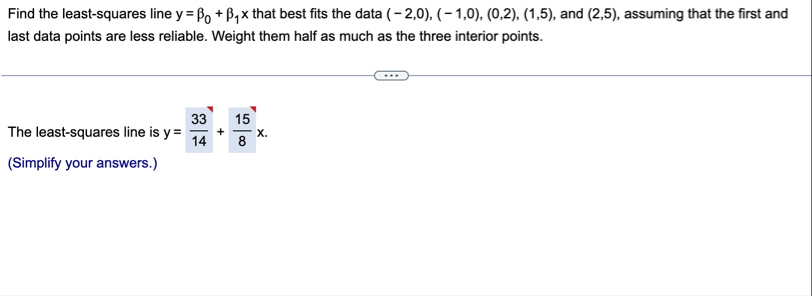How do I get this answer? Find the least-squares line | Chegg.com