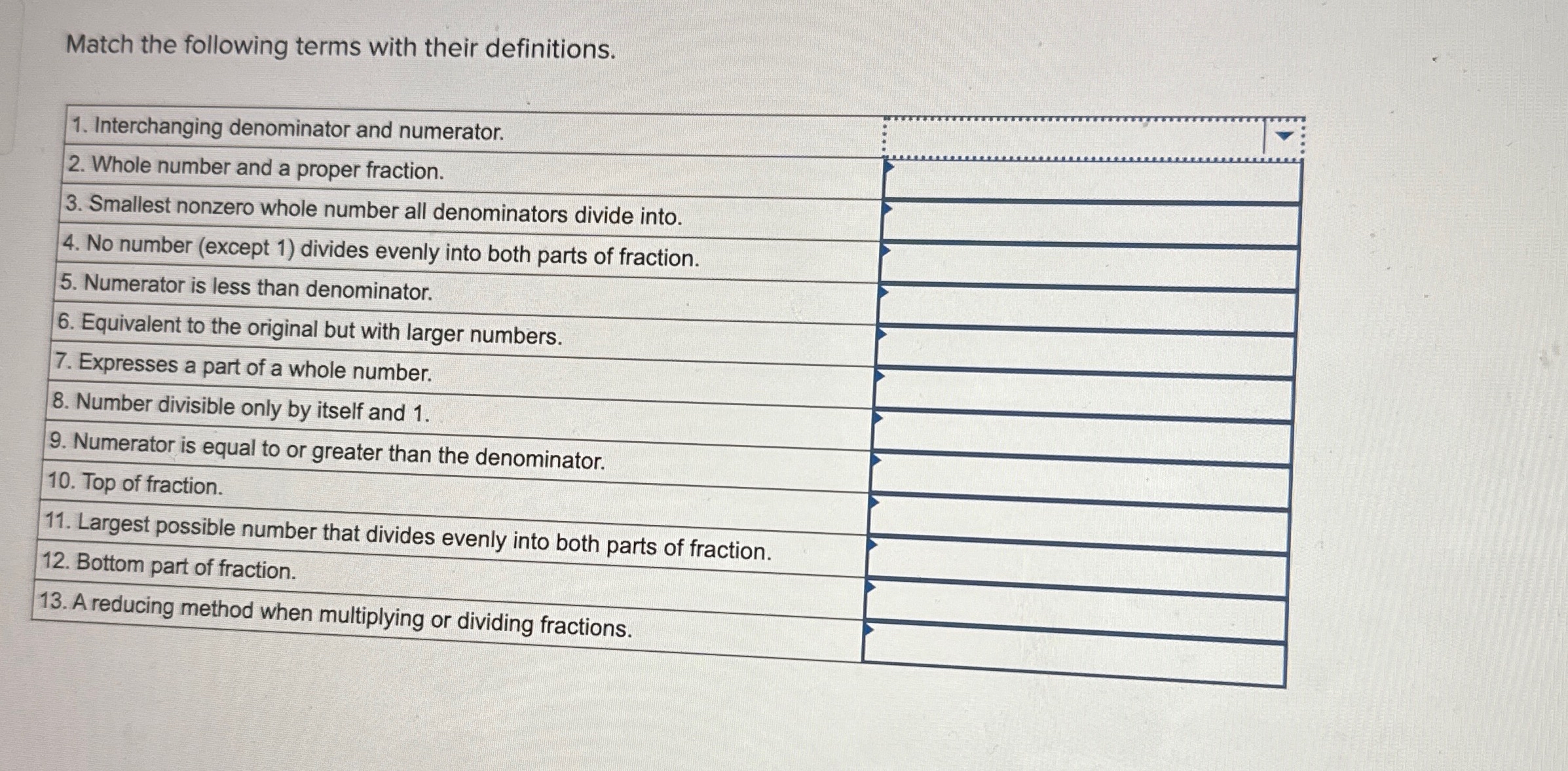 Solved Match the following terms with their | Chegg.com