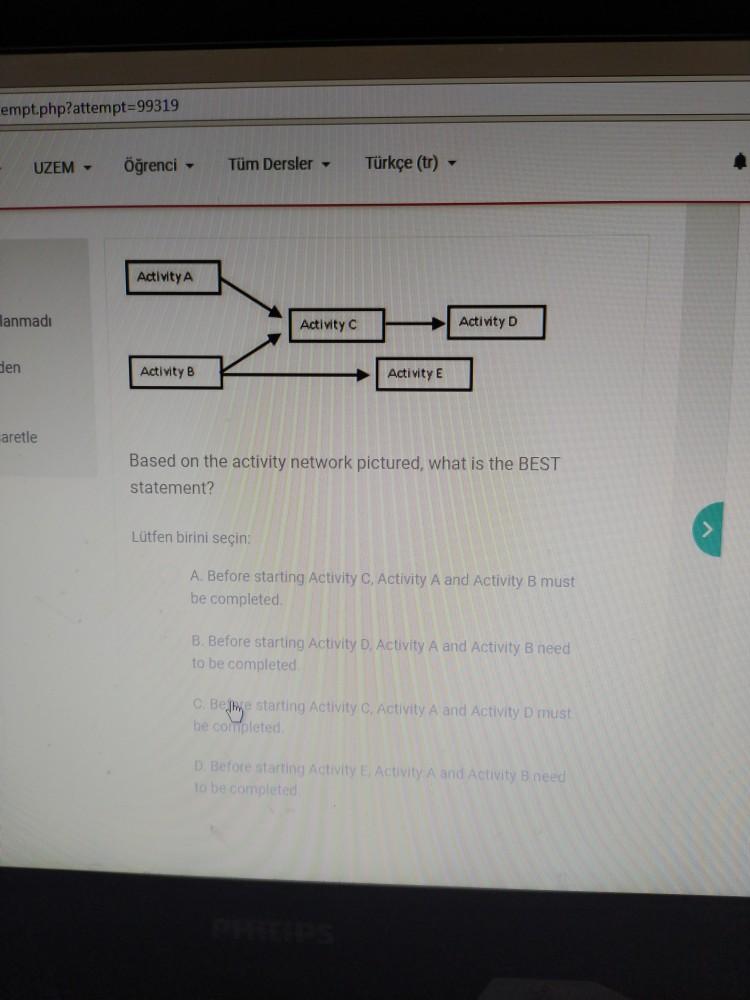 Solved empt.php?attempt=99319 UZEM - Öğrenci - Tüm Dersler | Chegg.com