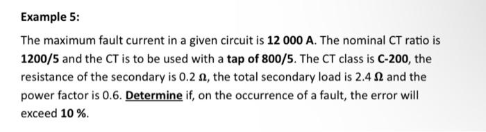 Solved Example 5: The maximum fault current in a given | Chegg.com