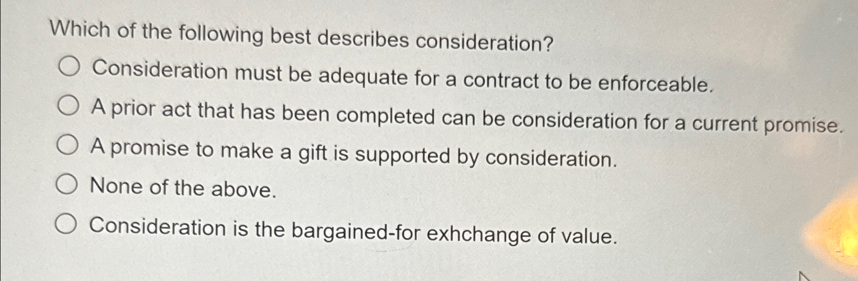 Solved Which of the following best describes | Chegg.com