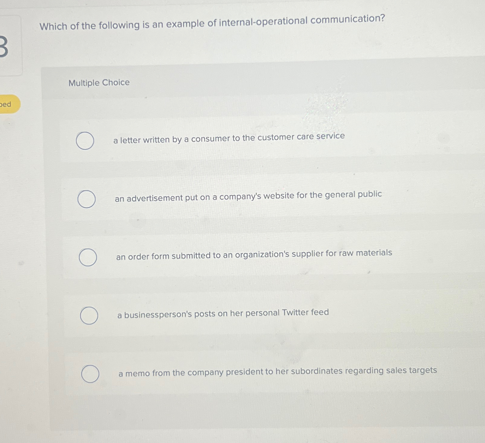 Solved Which of the following is an example of | Chegg.com
