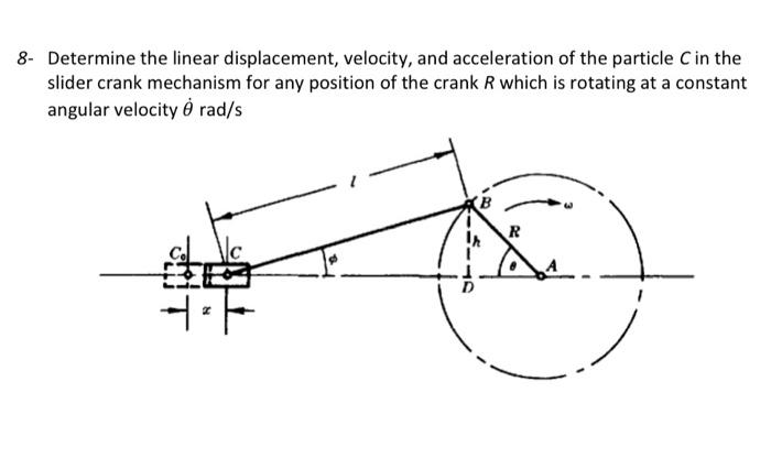 Solved 8- Determine the linear displacement, velocity, and | Chegg.com